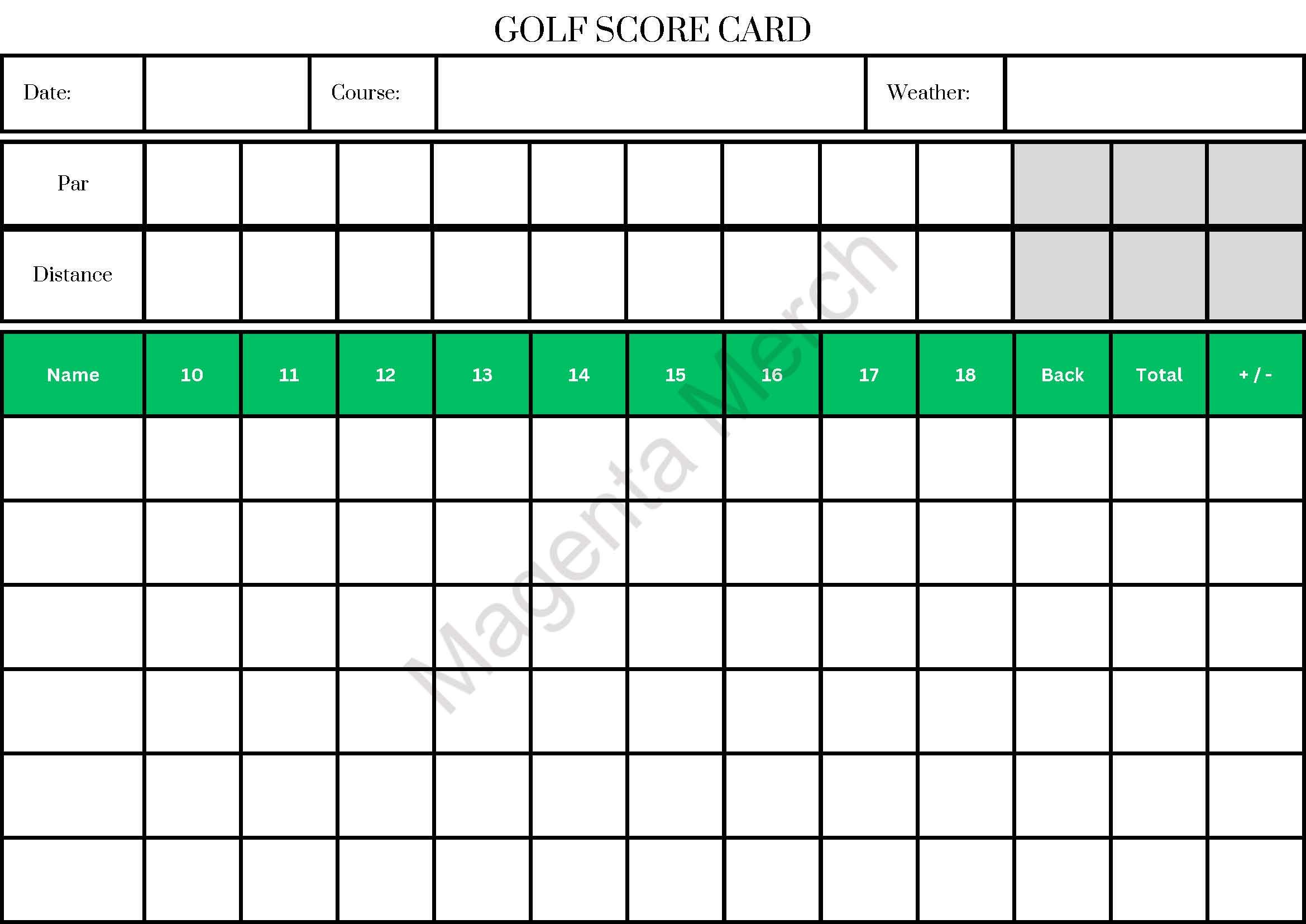 Printable 18 Hole Golf Score Card - PDF Formats - Etsy