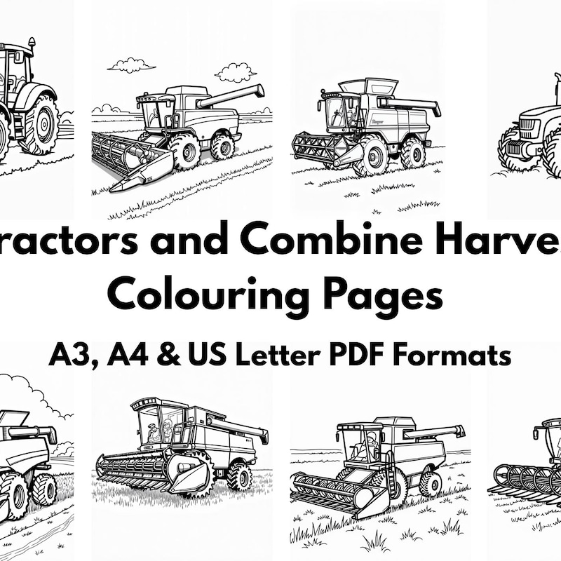 Harvester colouring pages - Etsy.de