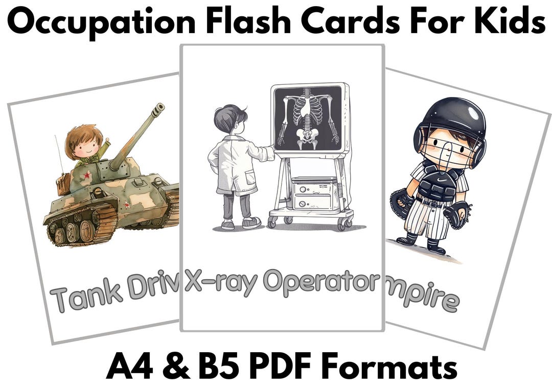 Printable Occupation Flash Cards for Kids - A4 & B5 Pdfs - Etsy