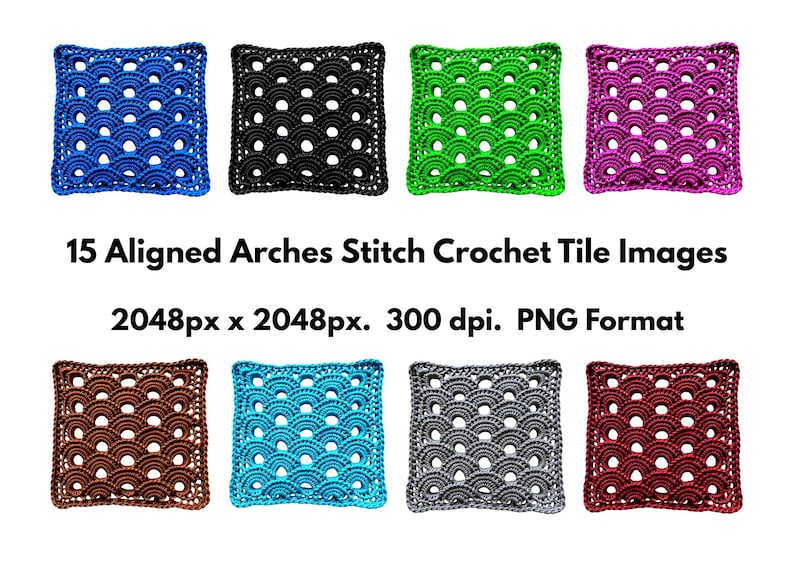 15 Aligned Arches Stitch Crochet Tile Images - PNG Format - Etsy