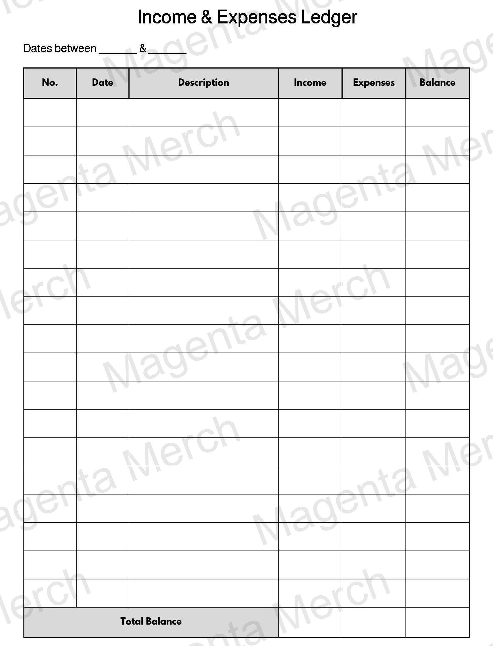 Income & Expenses Template A4 Pdfs - Etsy