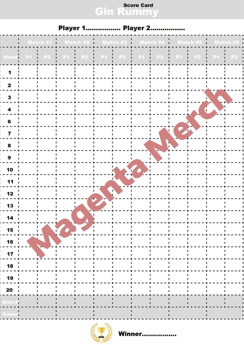 A4 Gin Rummy Score Card PDF - Etsy