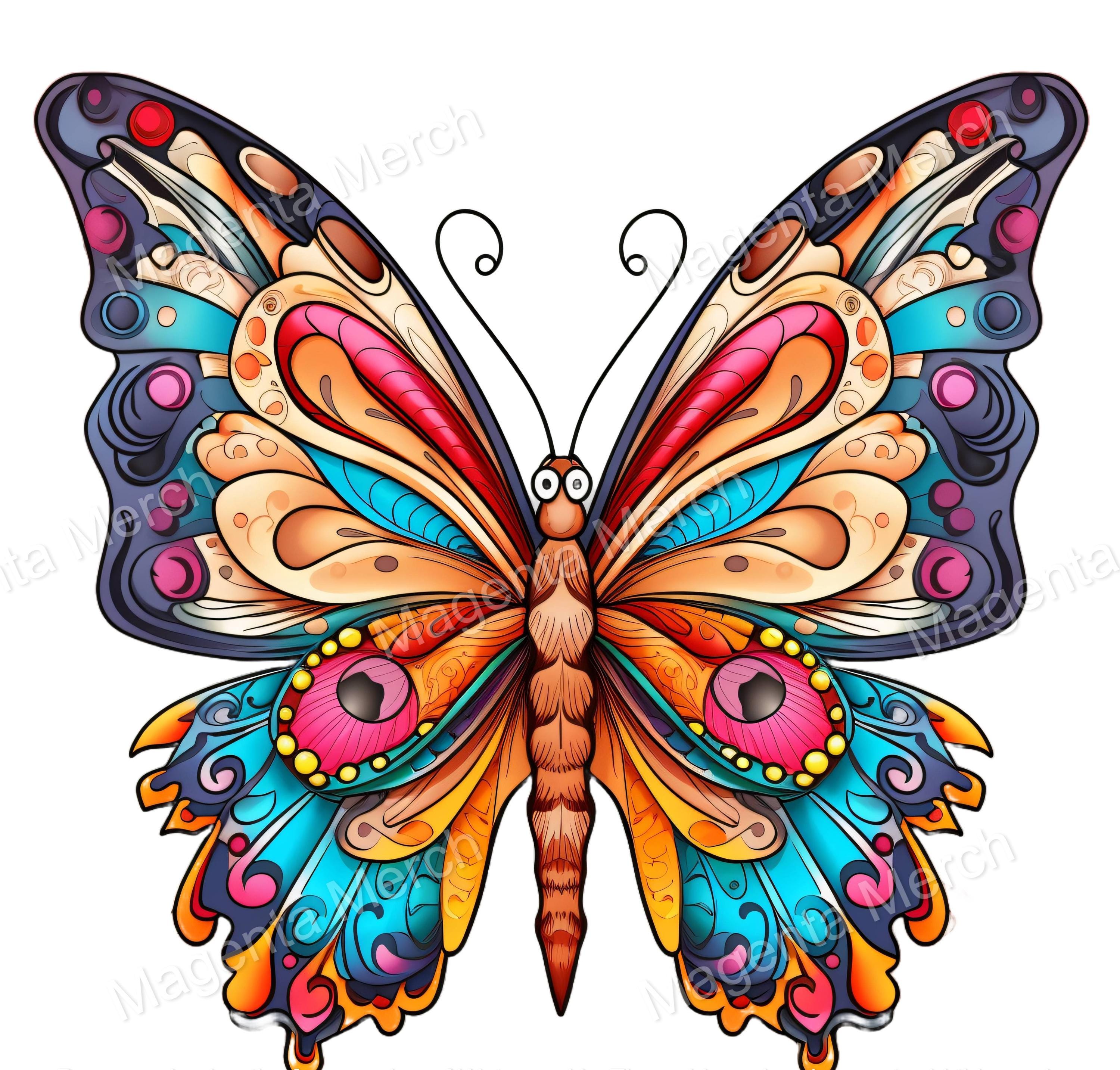 Colourful Colorful Butterfly Digital Design - Ideal for T Shirt Designs ...