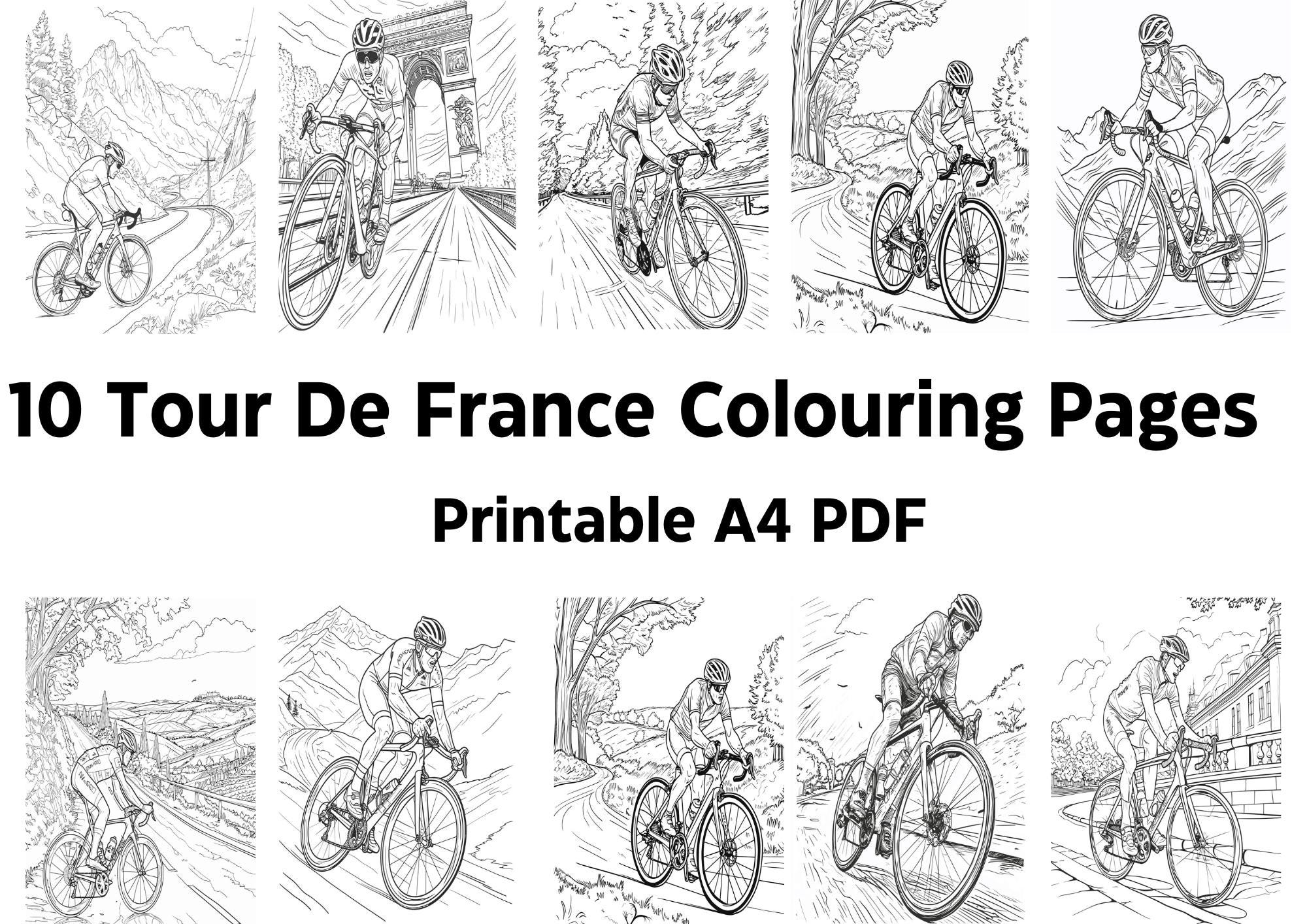 10 Cycling Tour De France Colouring Coloring Pages A4 PDF - Etsy
