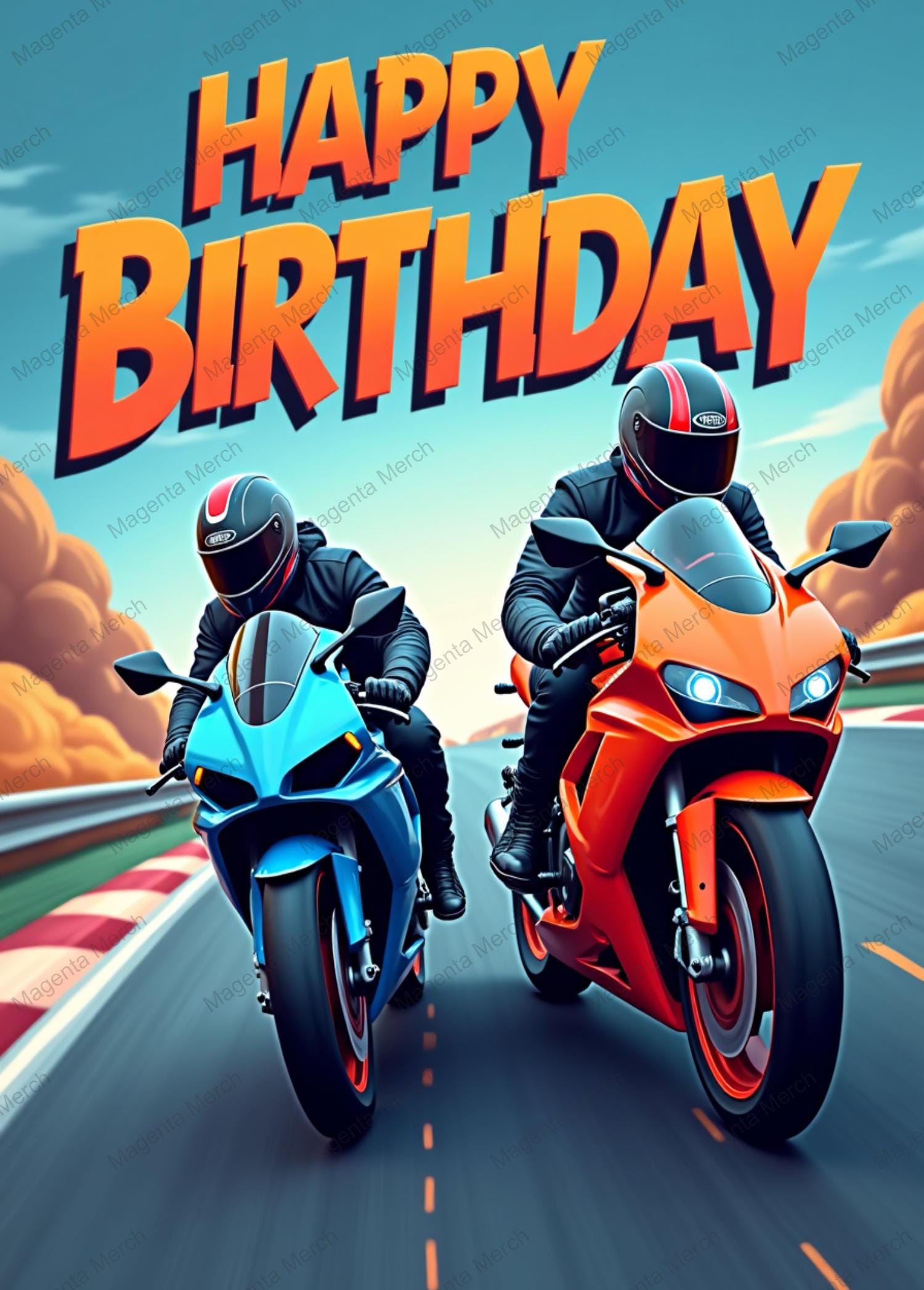 Printable Motorsport - Motorcycle Racing Birthday Card - A4, US Letter ...