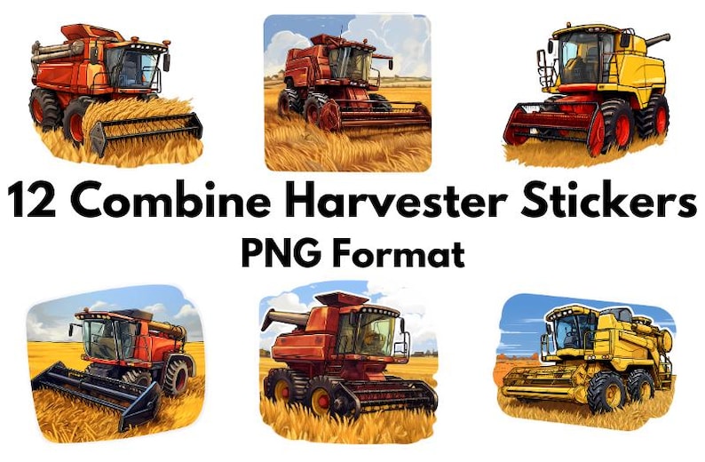 12 Combine Harvester Stickers - PNG Format - Etsy