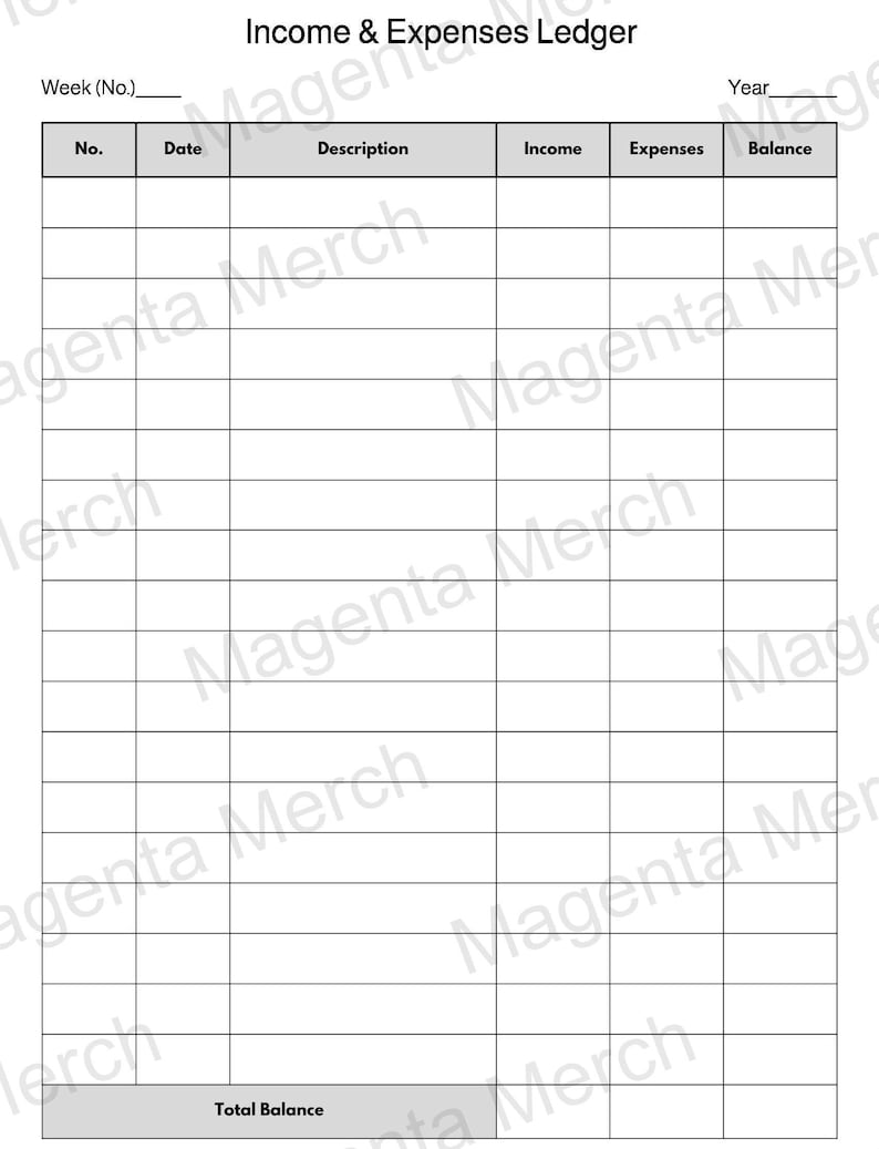 Income & Expenses Template - A4 + US Letter Pdfs - Etsy