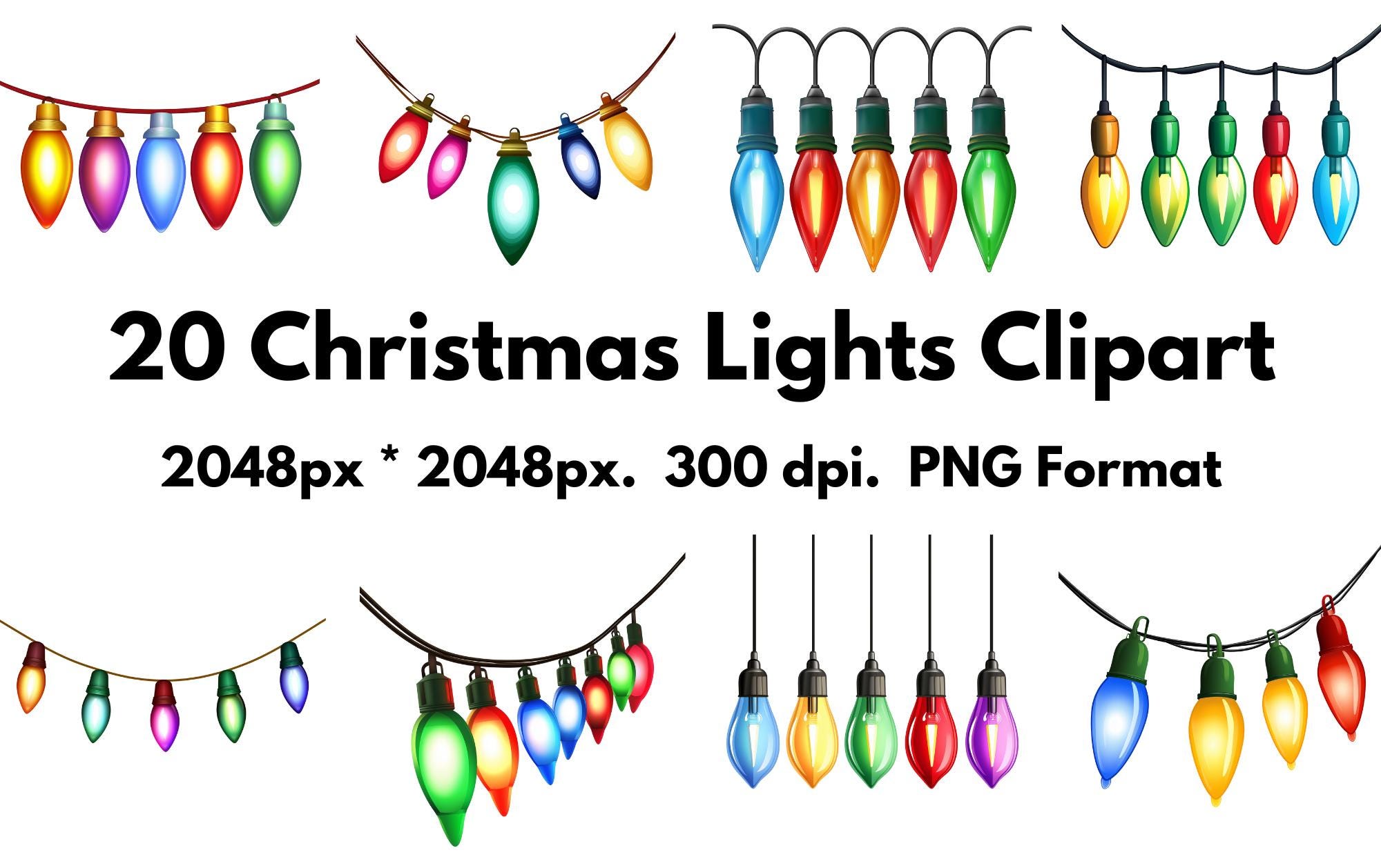 20 Christmas Lights Clipart Images PNG Format - Etsy
