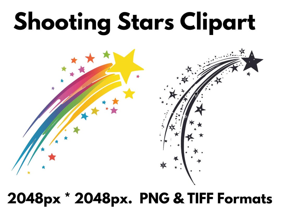 20 Shooting Stars Clipart - PNG & TIFF Formats - Etsy
