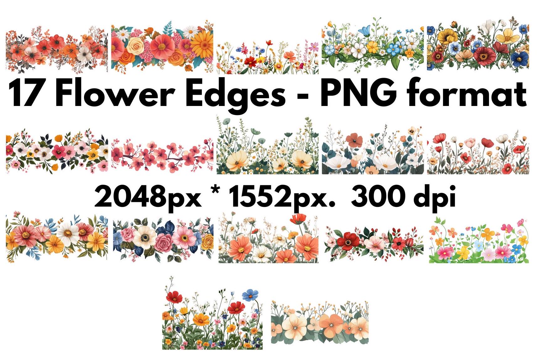 17 Flower Edges and Borders Clipart - PNG Format - Etsy
