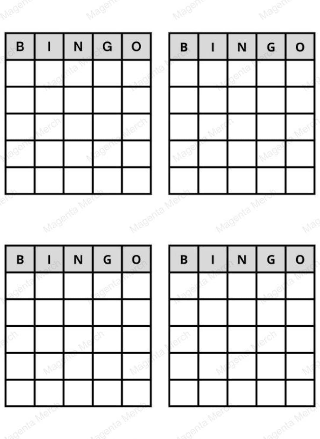 Printable Bingo Grids - A4, A5 & US Letter PDF Formats - Etsy