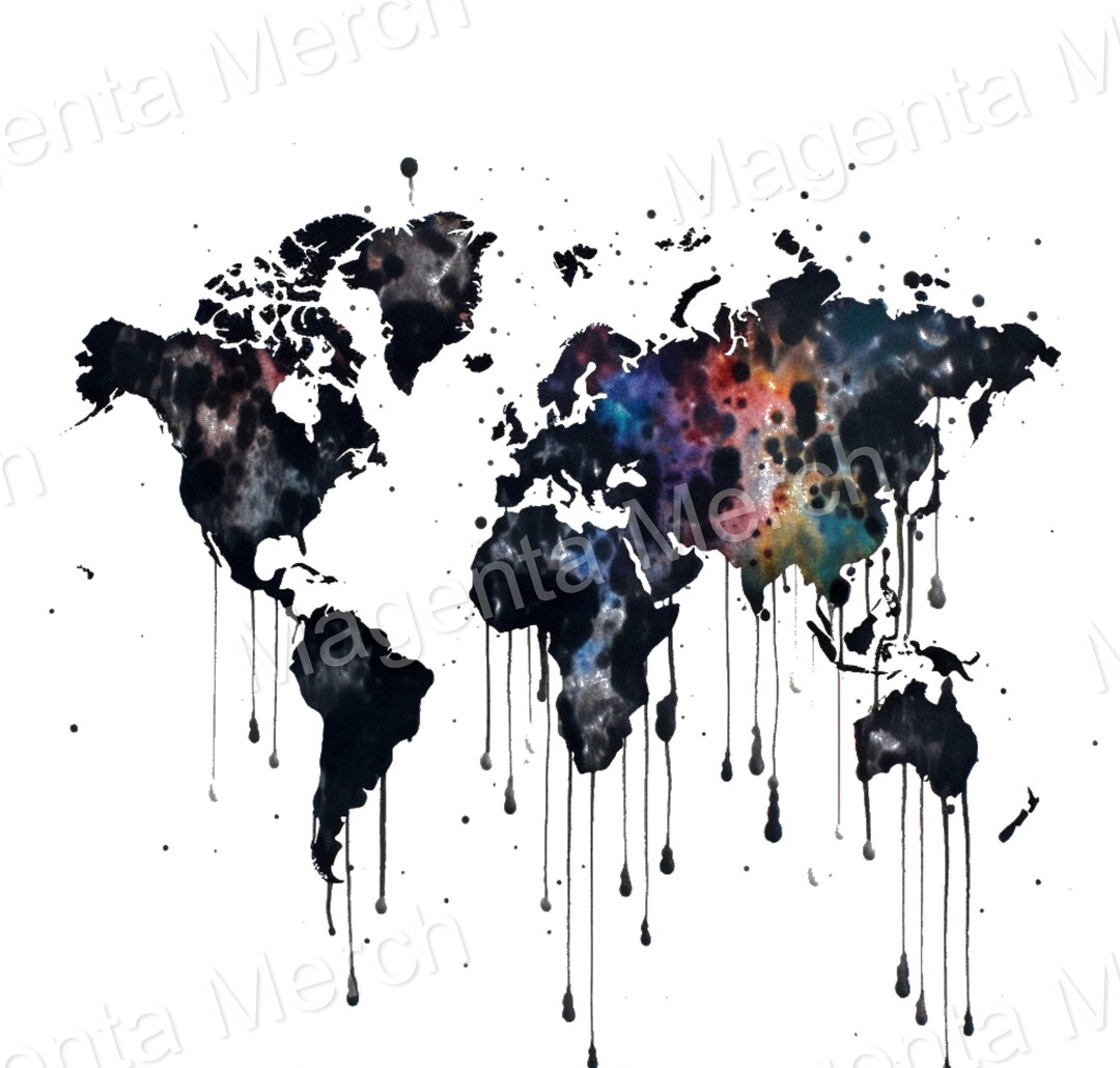 World Map Ink Splodge Map Digital Graphic - PNG Format - Etsy