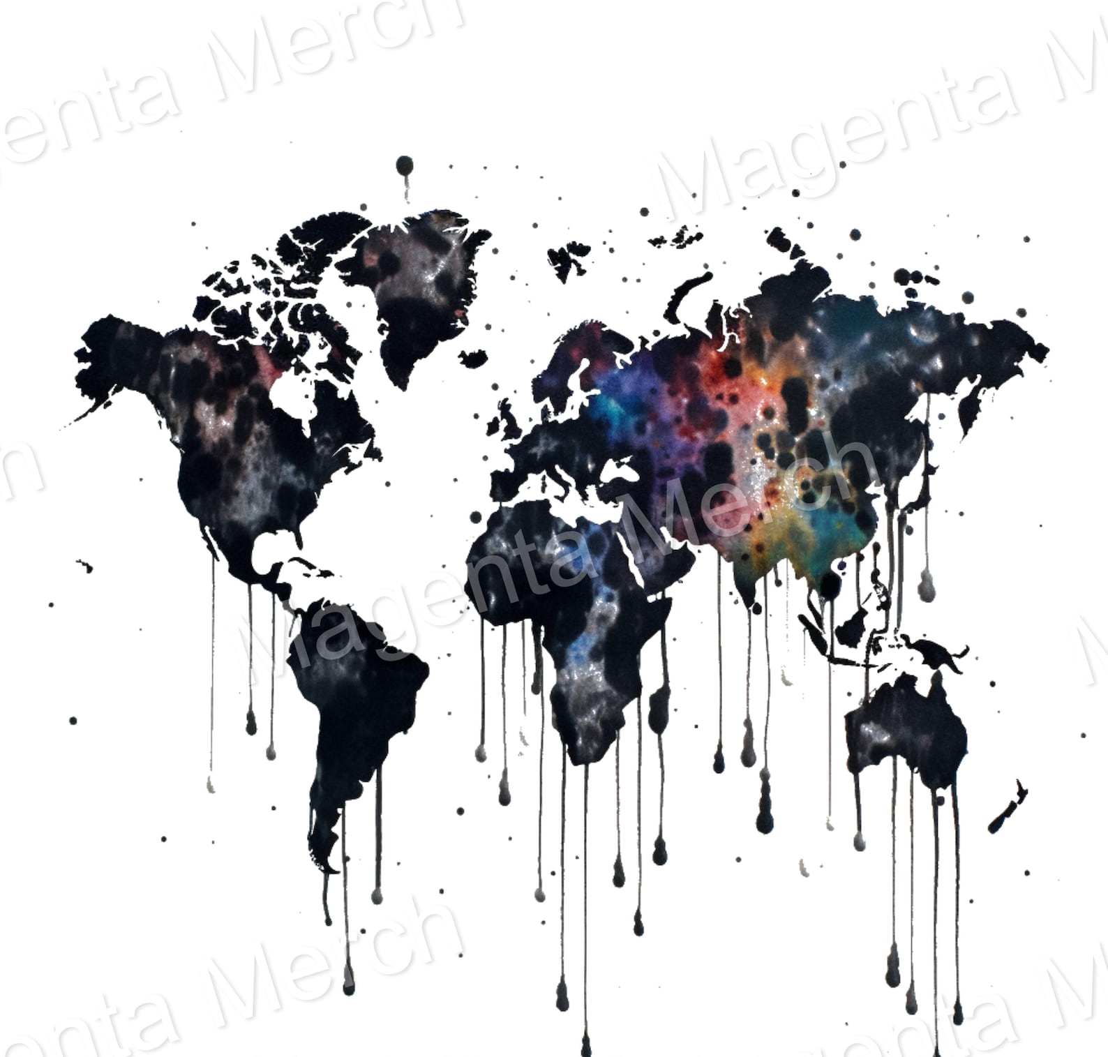 World Map Ink Splodge Map Digital Graphic - PNG Format - Etsy