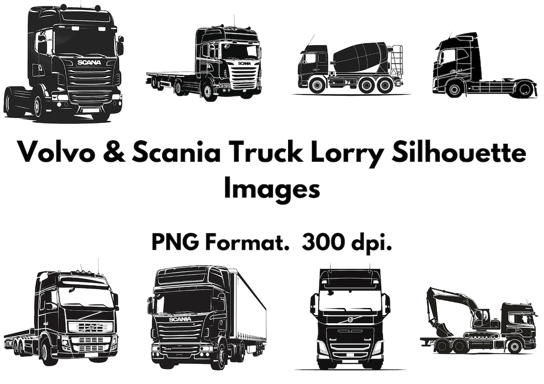 14 Scania & Volvo Truck Lorry Silhouette Images PNG Format - Etsy UK