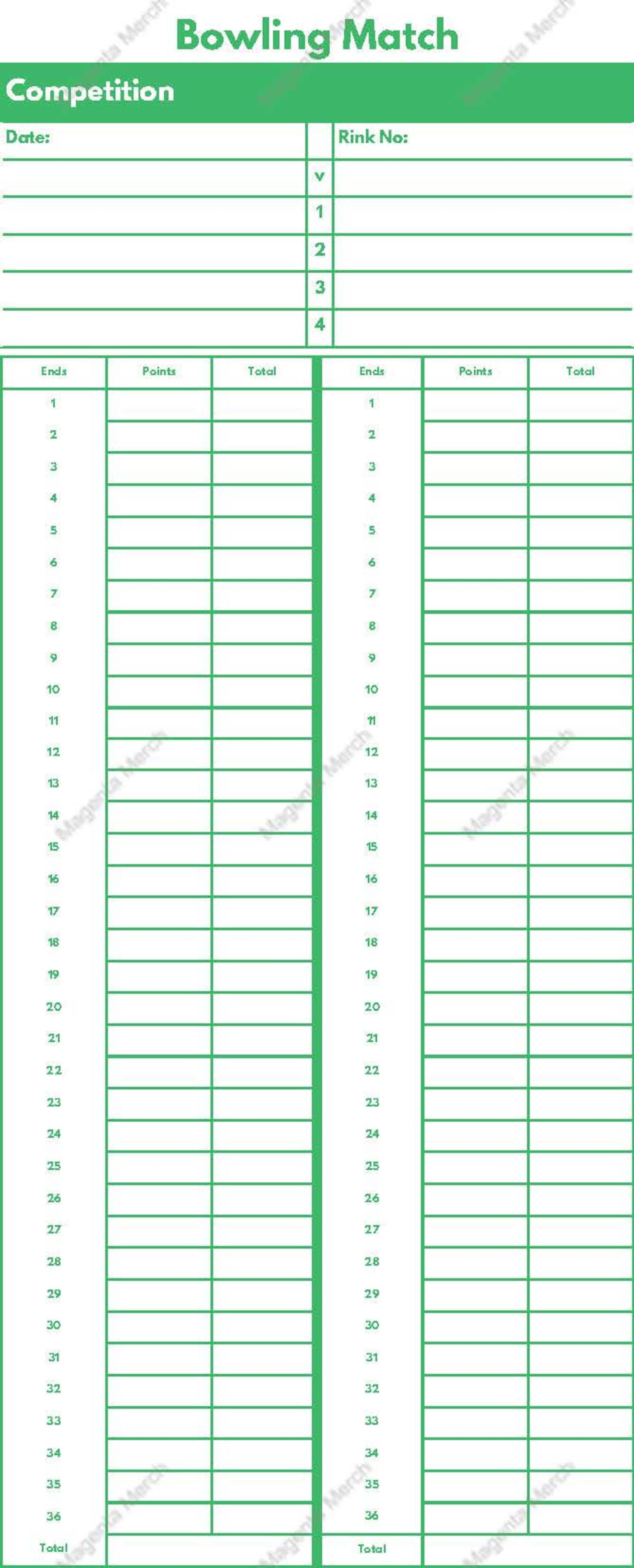 Printable Replacement Score Card for Bowls - PDF Format - Etsy