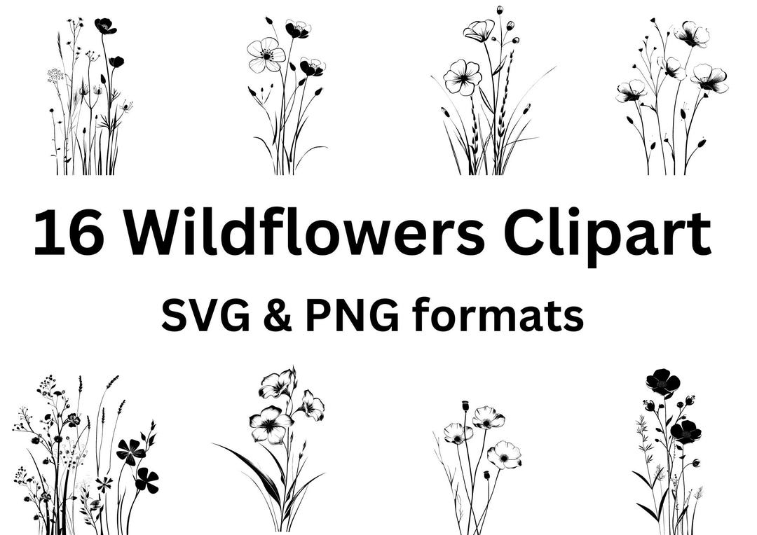 16 Wildflower Clipart Images SVG & PNG Formats - Etsy