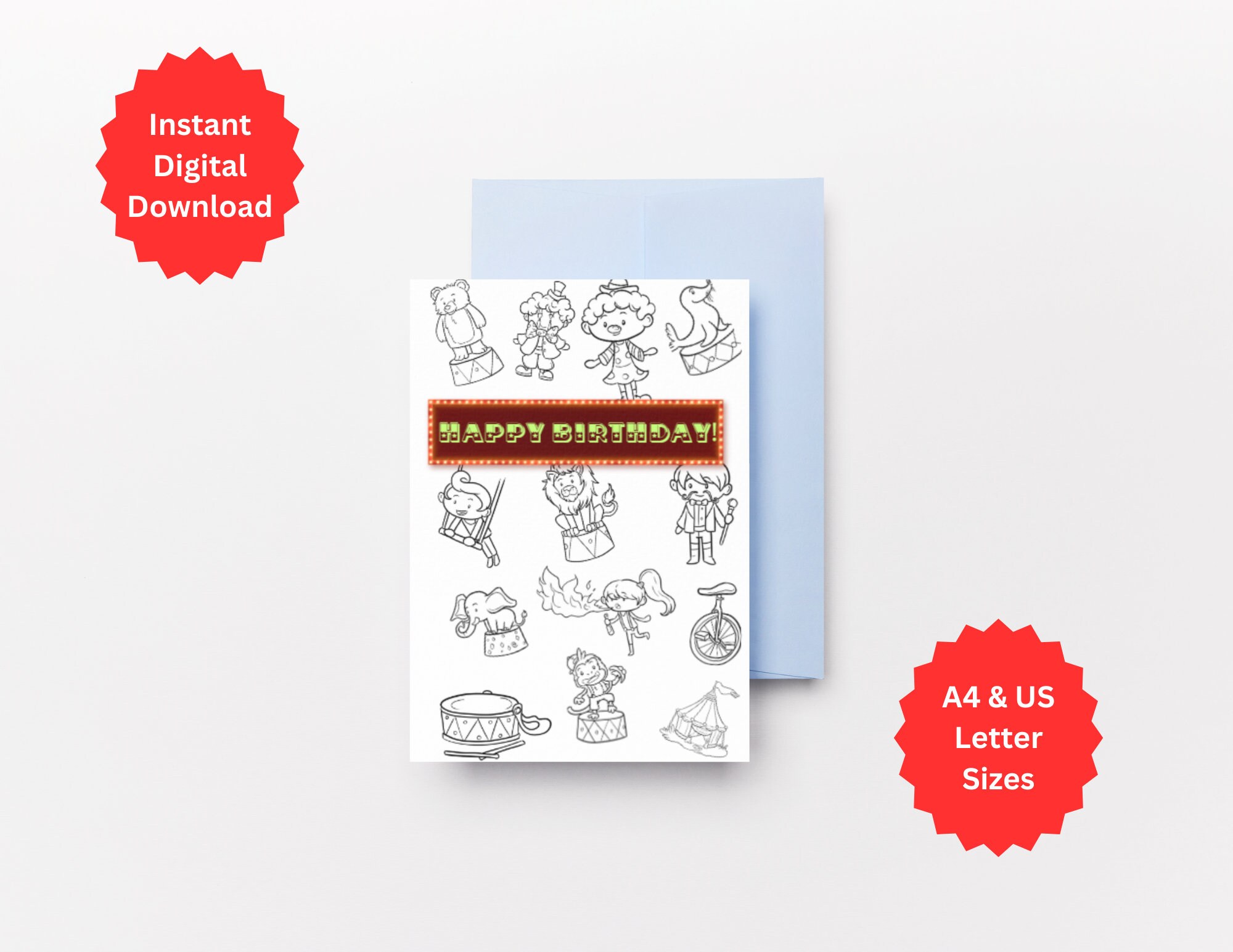 Printable Circus Happy Birthday Card - Etsy