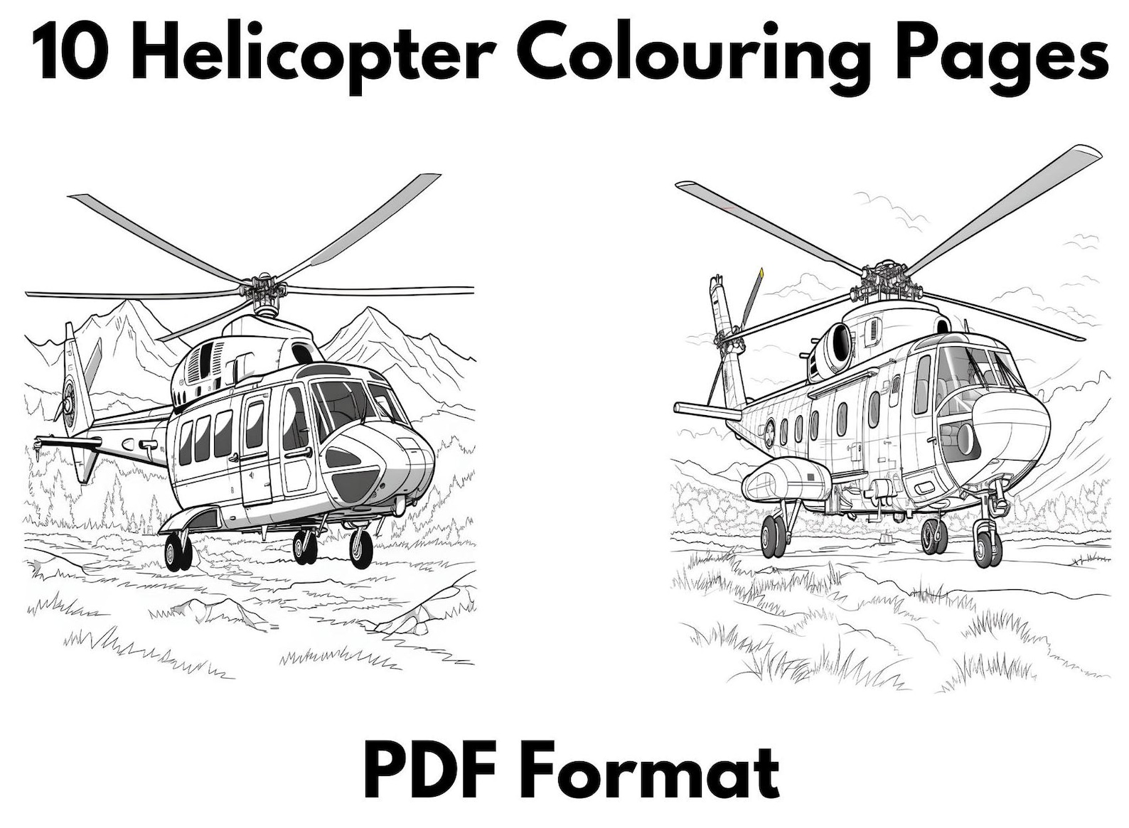 10 Helicopter Colouring Pages - PDF Format - Etsy