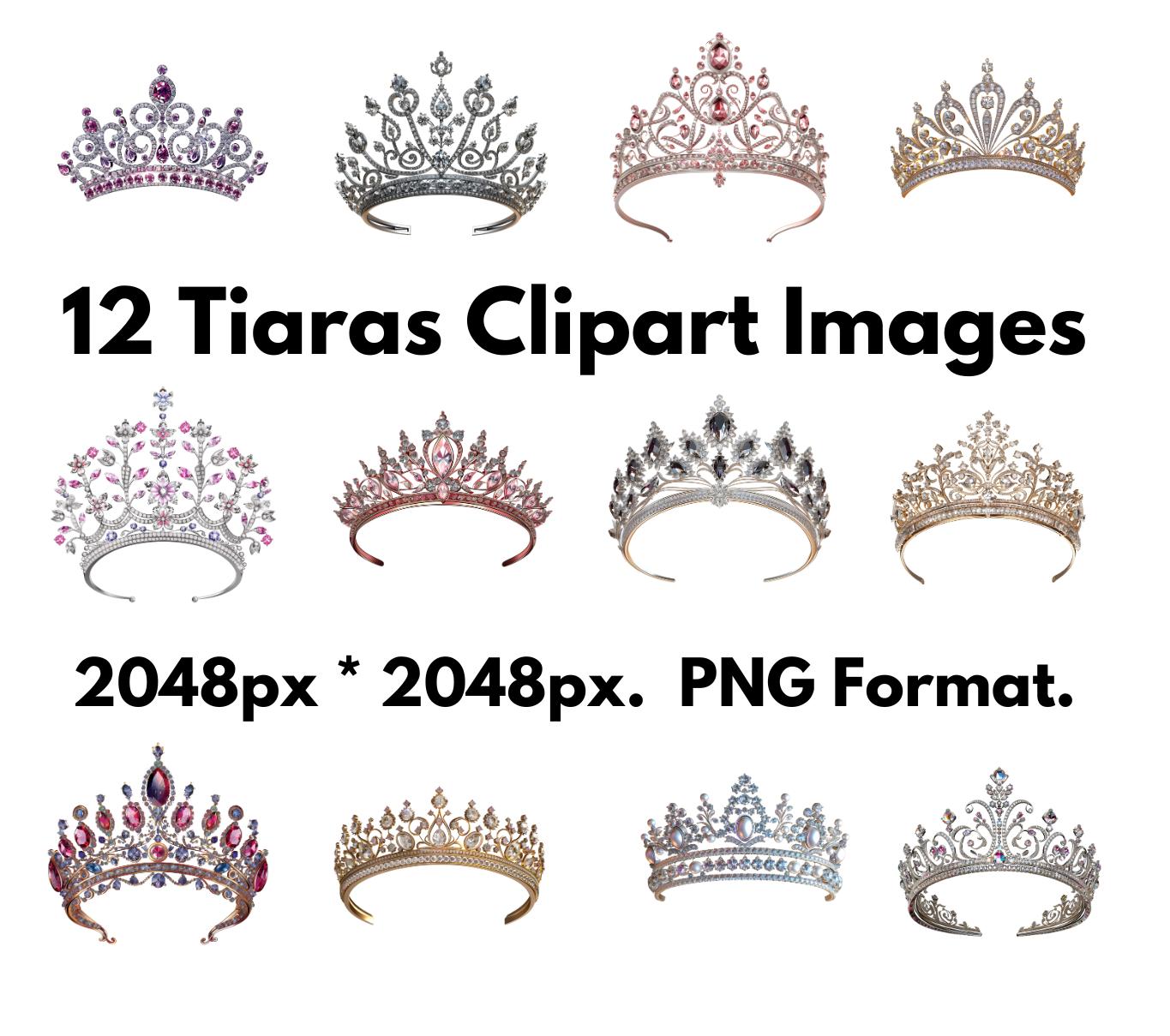 12 Tiaras Clipart - PNG Format - Etsy