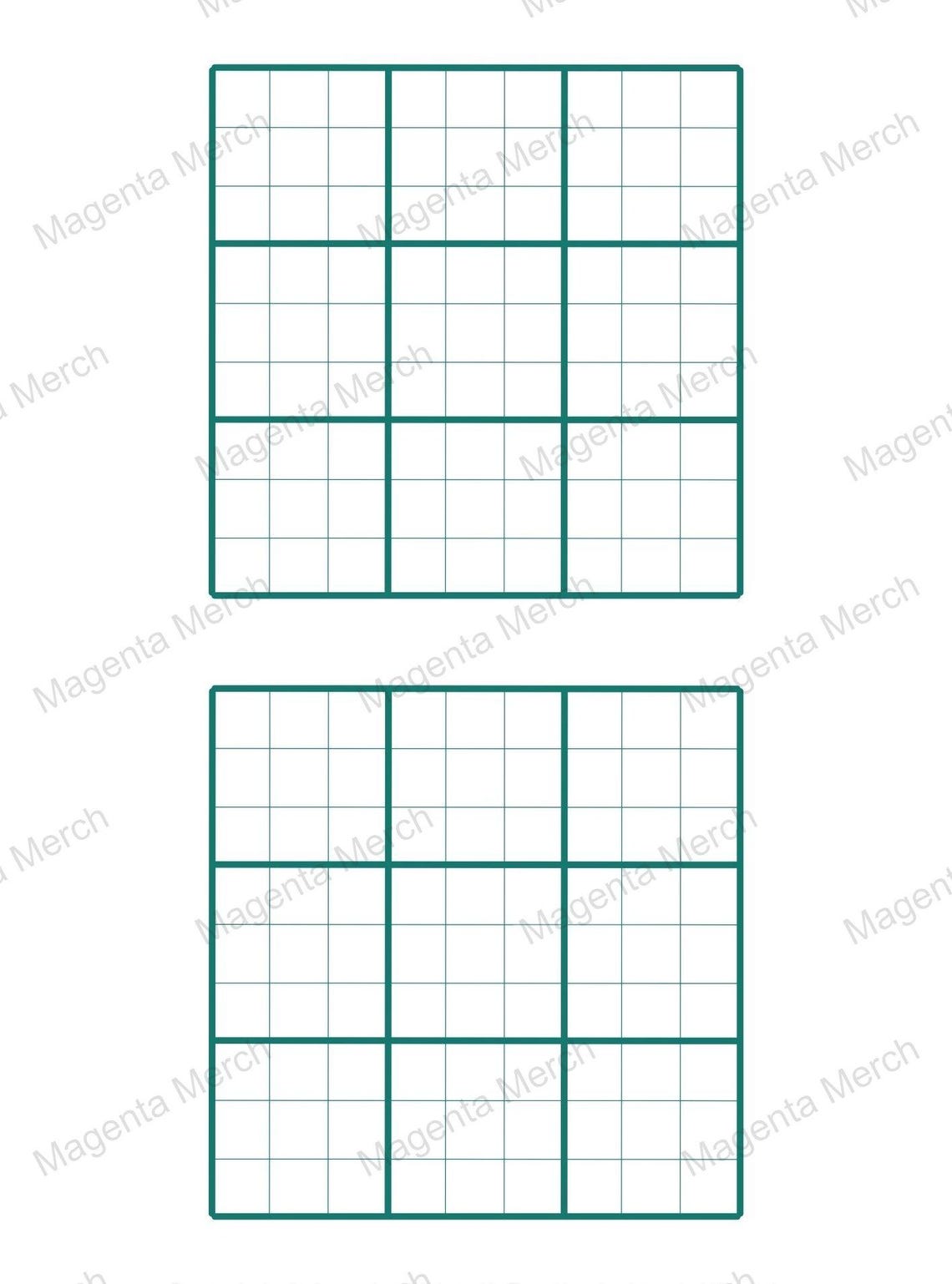 Printable Blank Sudoku Sheets - 1, 2, 4 & 6 Grids - A0, A1, A2, A3, A4 ...