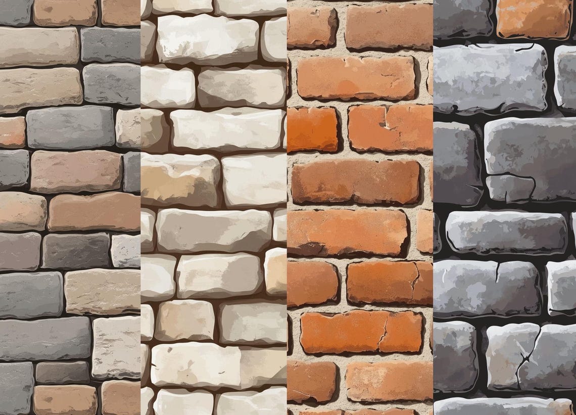 25 Brickwork Patterns - PNG & JPG Formats - Etsy