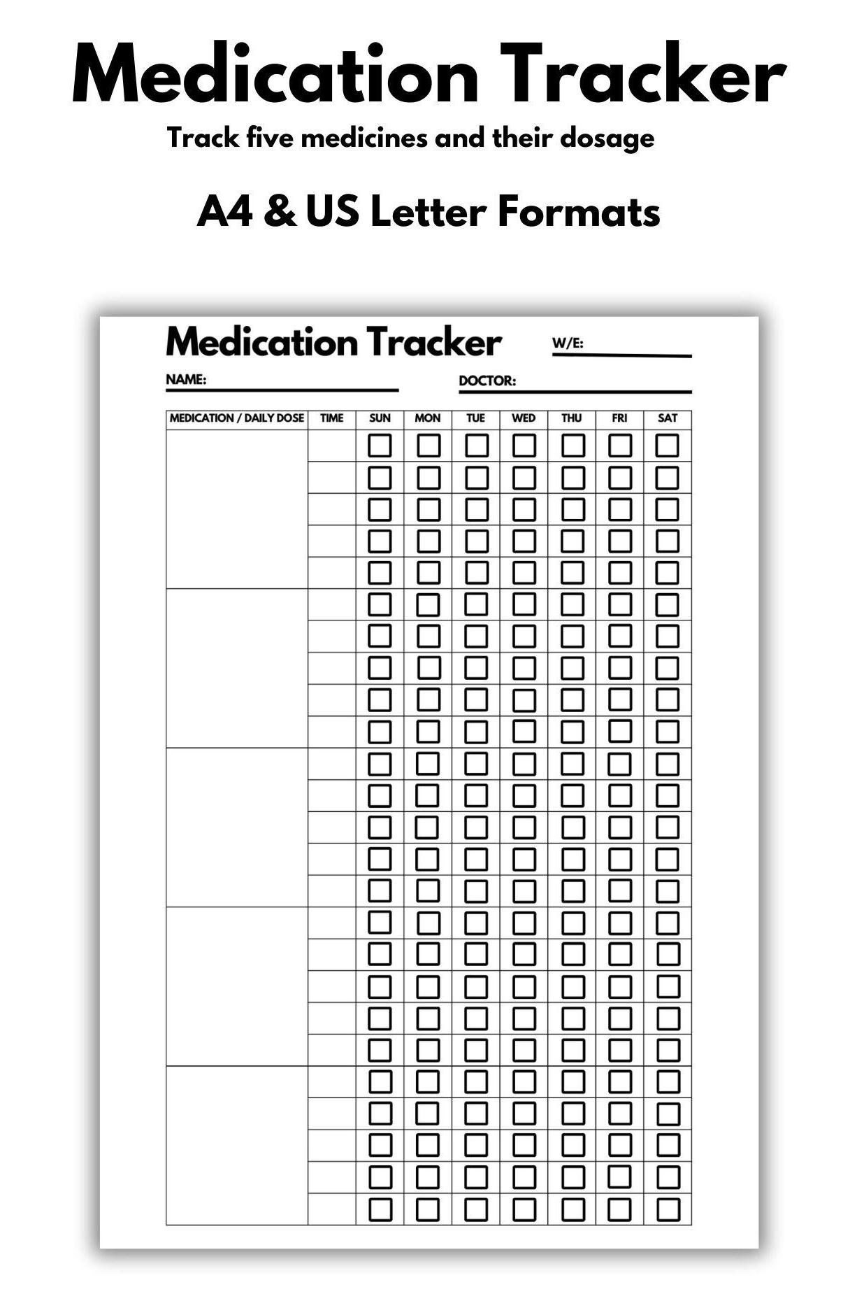 Printable Medication Tracker - A4 & US Letter Pdfs Formats - Etsy