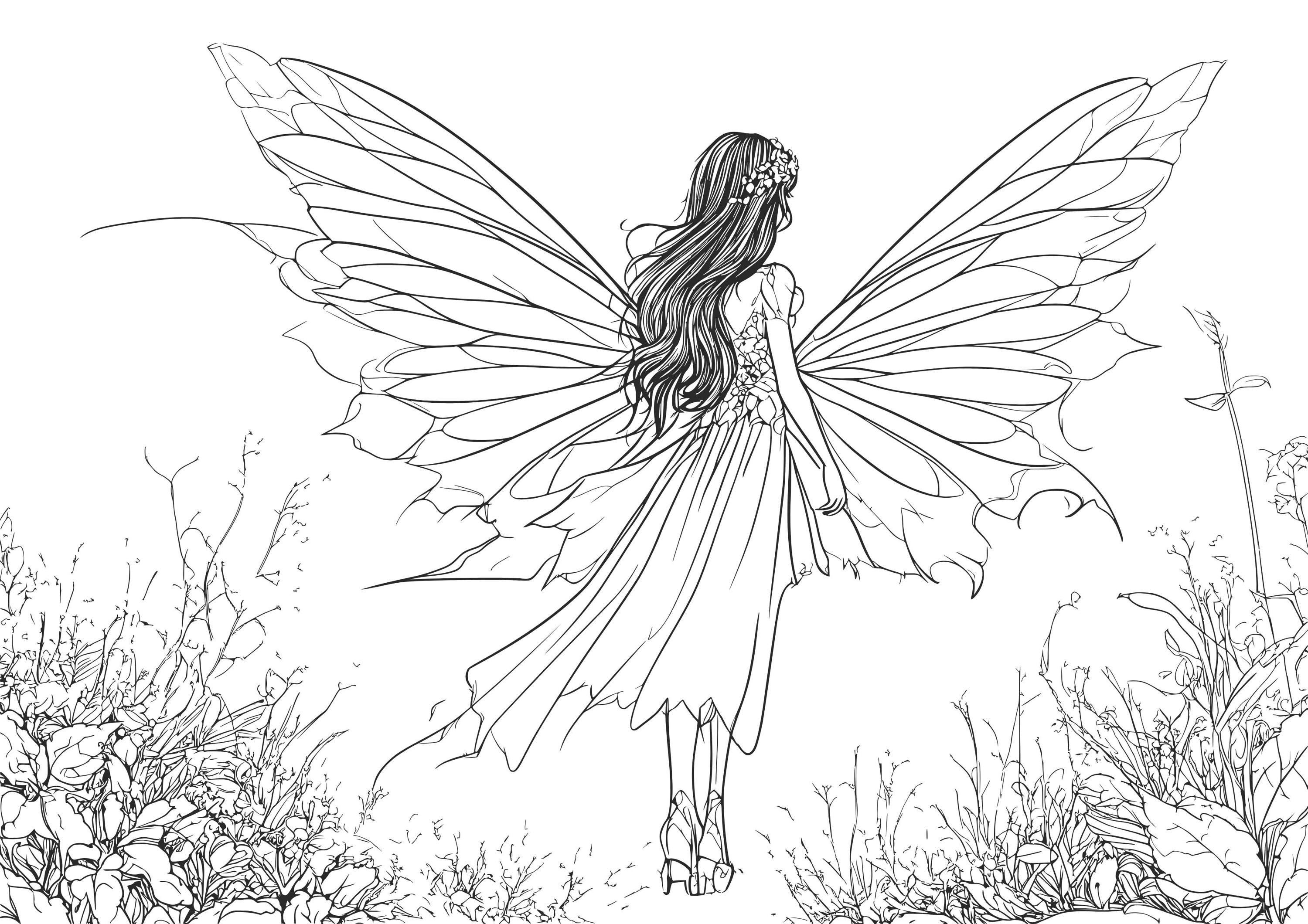 20 Printable Fairy Colouring Pages - A4 & US Letter PDF Formats - Etsy