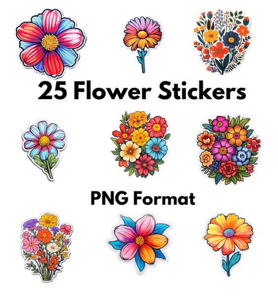 25 Small Colourful Flower Stickers - PNG Format - Etsy