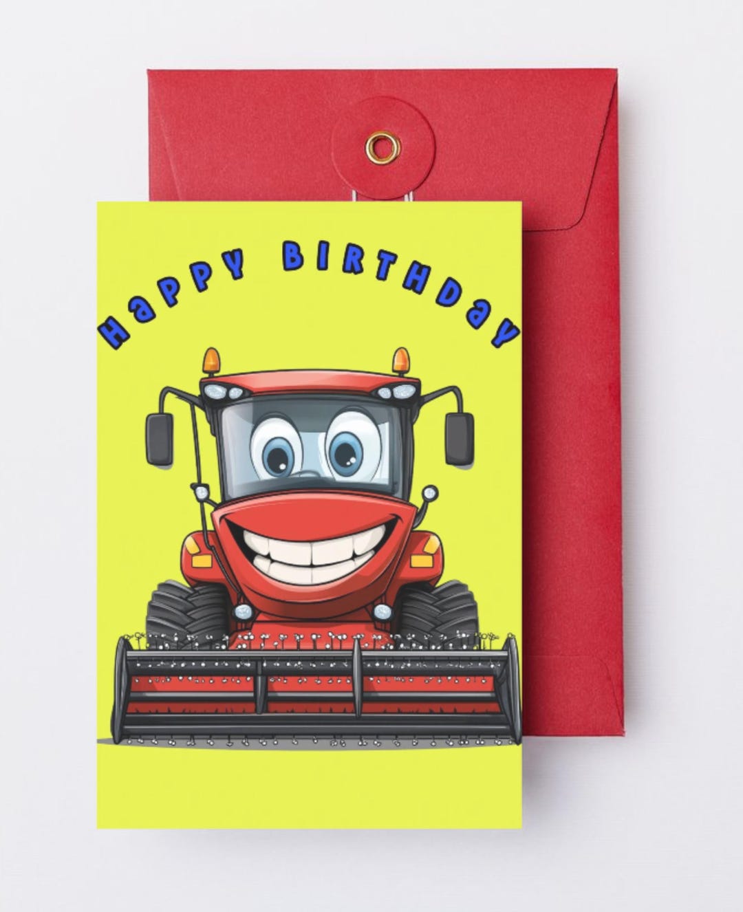 Printable Combine Harvester Digital Download Birthday Card - PNG & PDF ...