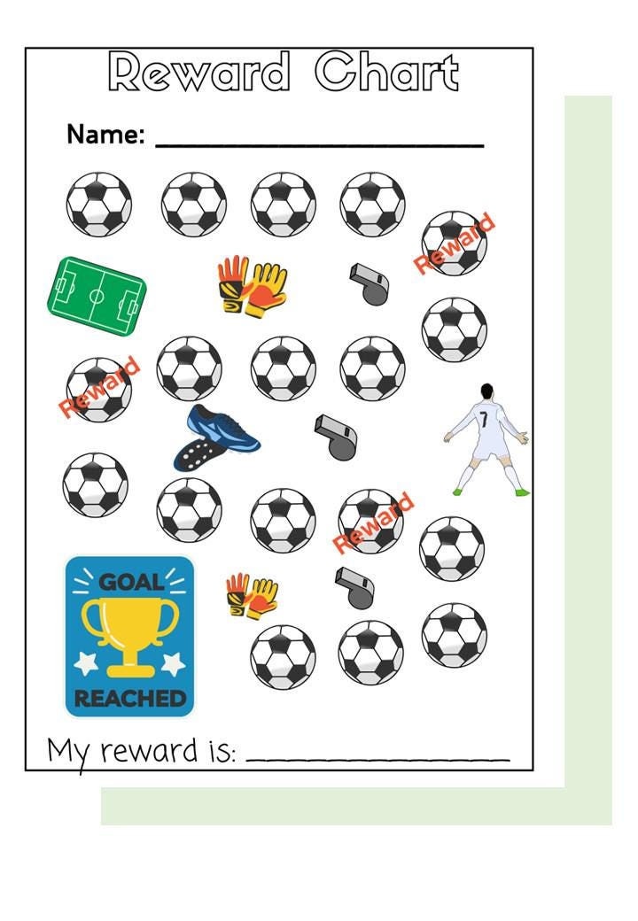 Kids Children Football Soccer Rewards Chart A4 PDF & PNG - Etsy