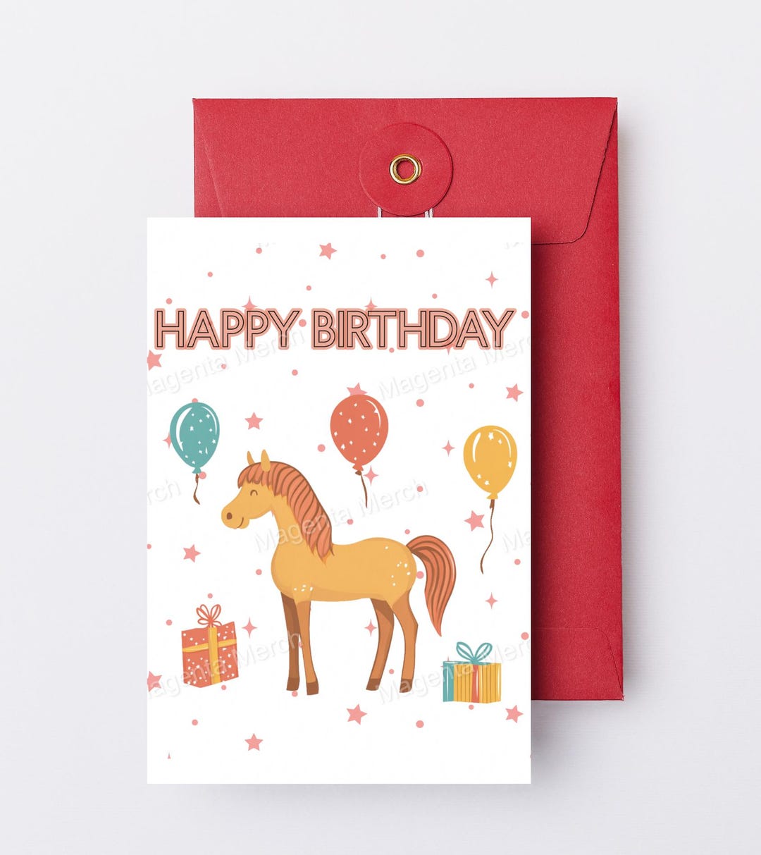 Printable Happy Birthday Horse Birthday Card - Digital Download - PNG ...