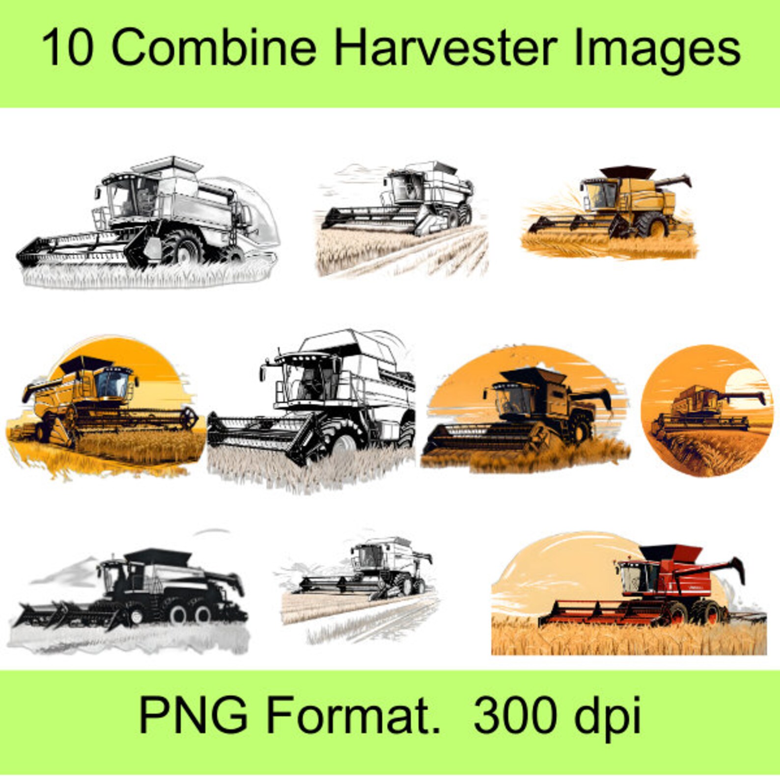 10 Combine Harvester Vector Images PNG Format - Etsy Canada