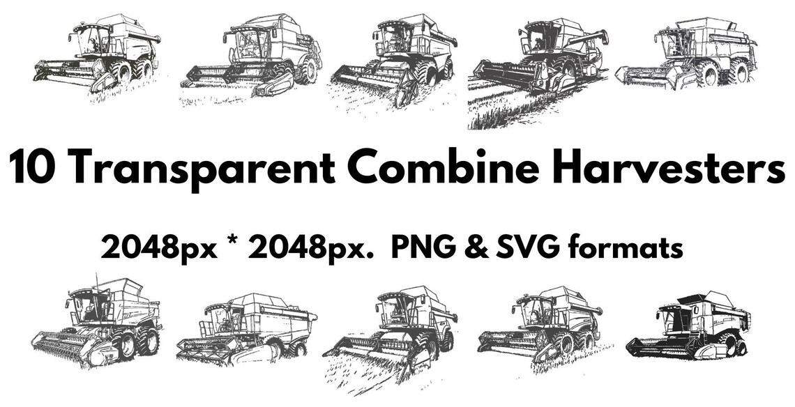 10 Combine Harvester Clipart - PNG & SVG Formats - Etsy