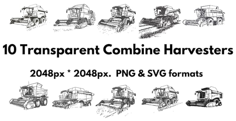 10 Combine Harvester Clipart - PNG & SVG Formats - Etsy
