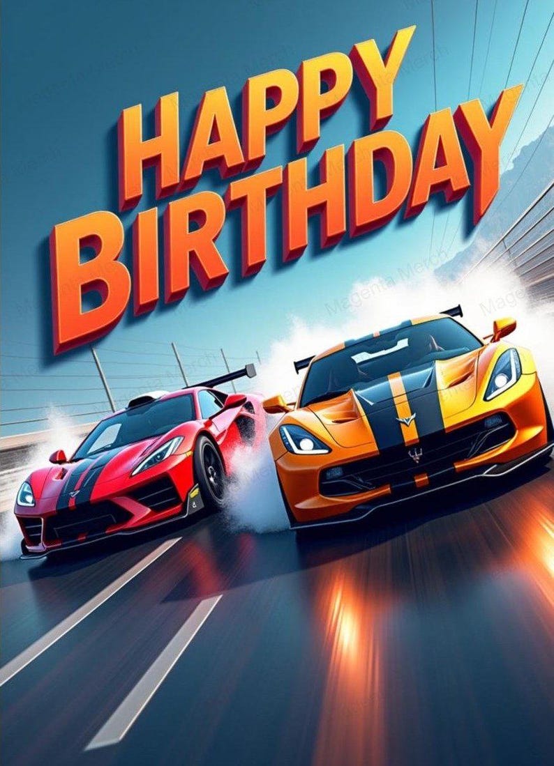 Printable Motorsport - Racing Car Birthday Card - A4, US Letter & 7 X 5 ...