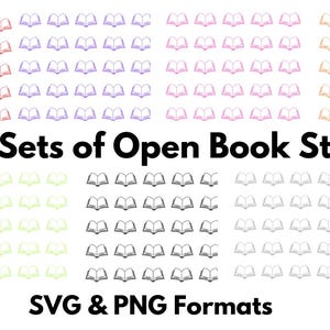Seven Sets of Open Book Stickers SVG & PNG Formats - Etsy