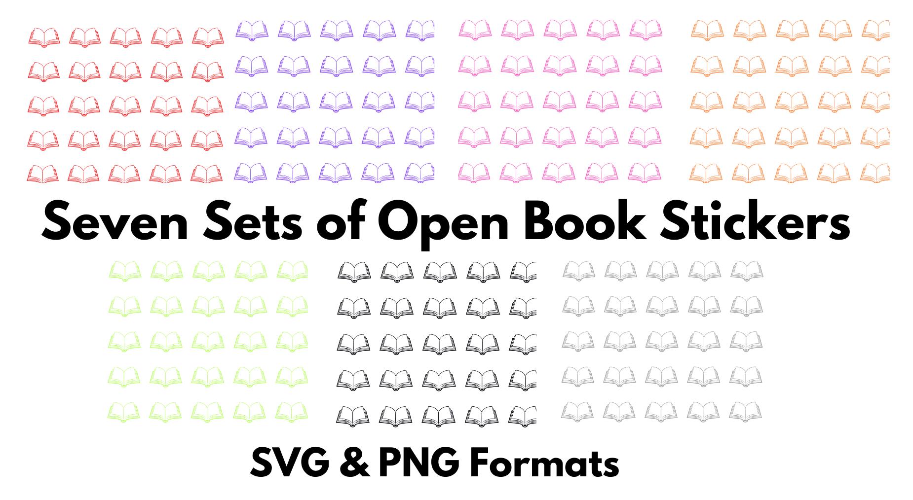 Seven Sets of Open Book Stickers SVG & PNG Formats - Etsy UK