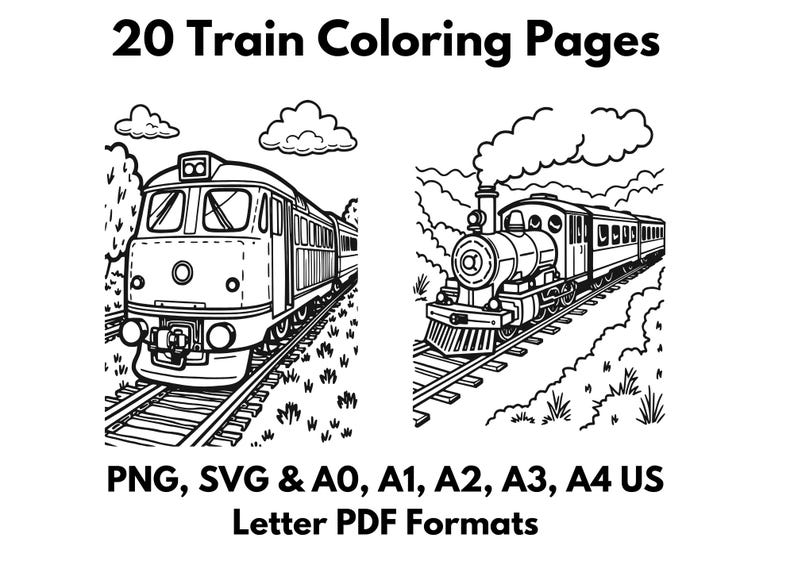 20 Printable Train Colouring Pages - A0, A1, A2, A3, A4 and US Letter ...