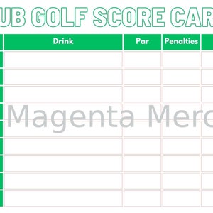 Printable Pub Golf Score Card - A4 PDF - Etsy