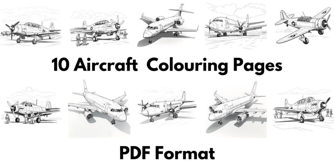 10 Printable Aircraft Colouring Pages - A0, A1, A2, A3, A4 & US Letter ...