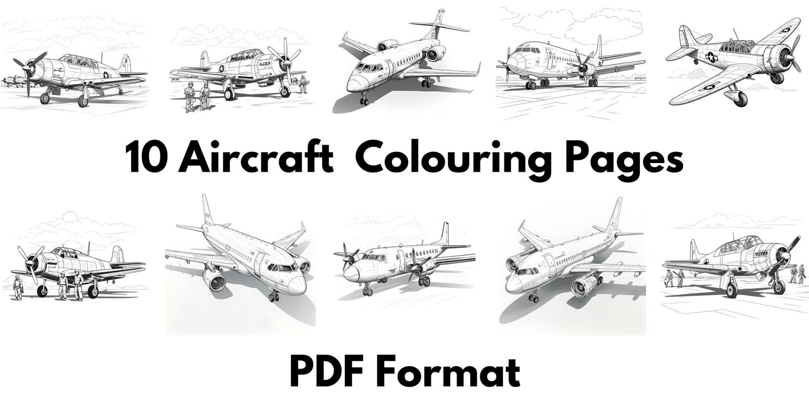 10 Printable Aircraft Colouring Pages - A0, A1, A2, A3, A4 & US Letter ...