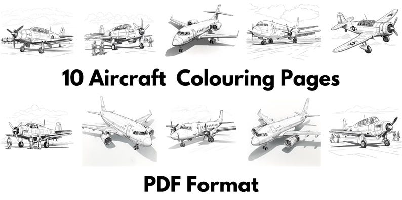 10 Printable Aircraft Colouring Pages - A0, A1, A2, A3, A4 & US Letter ...