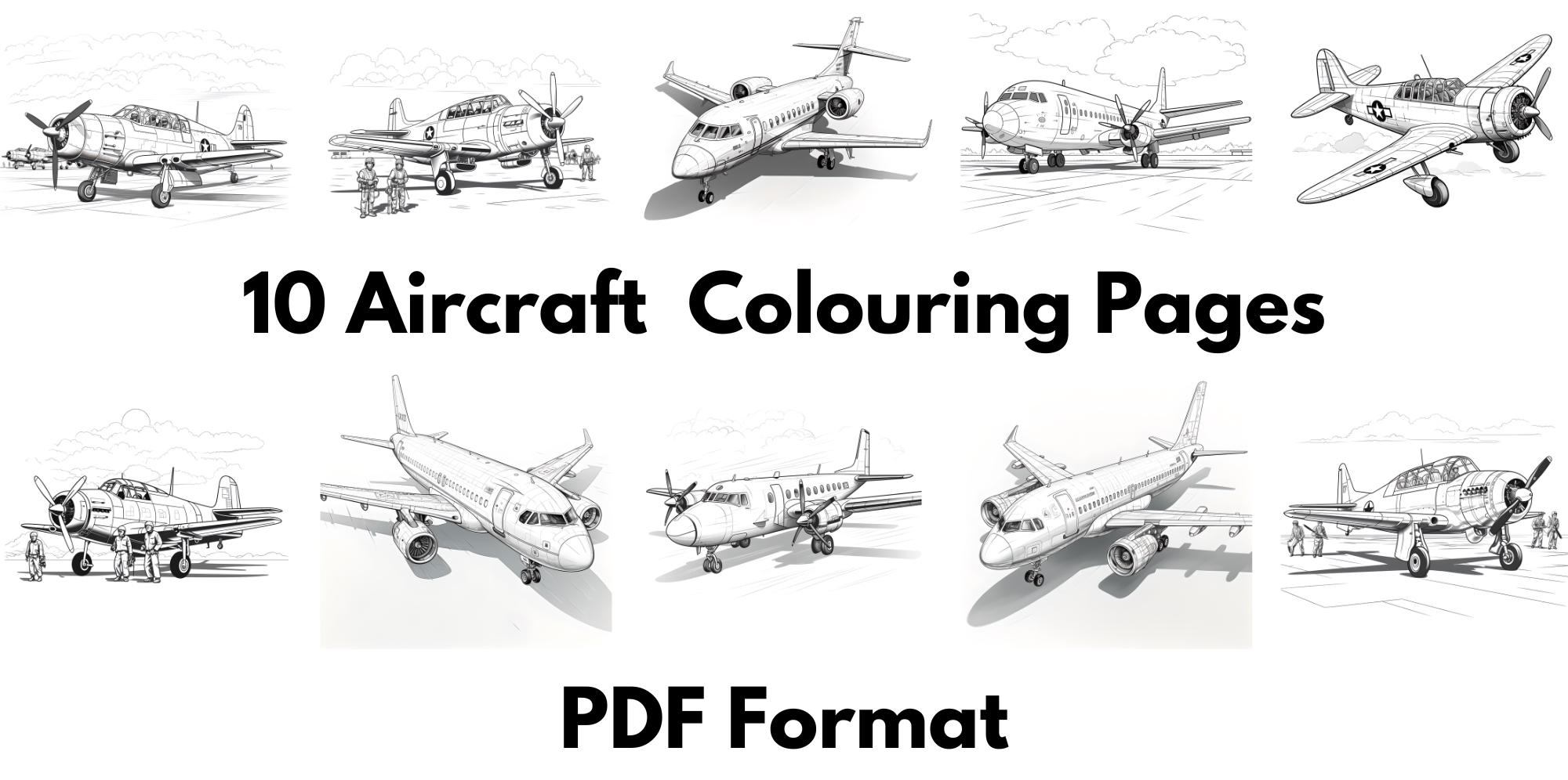 10 Printable Aircraft Colouring Pages - A0, A1, A2, A3, A4 & US Letter ...
