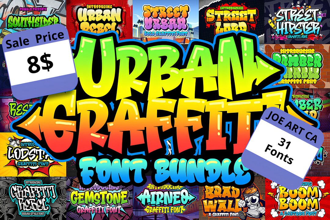 Urban Graffiti Font Bundle - Etsy