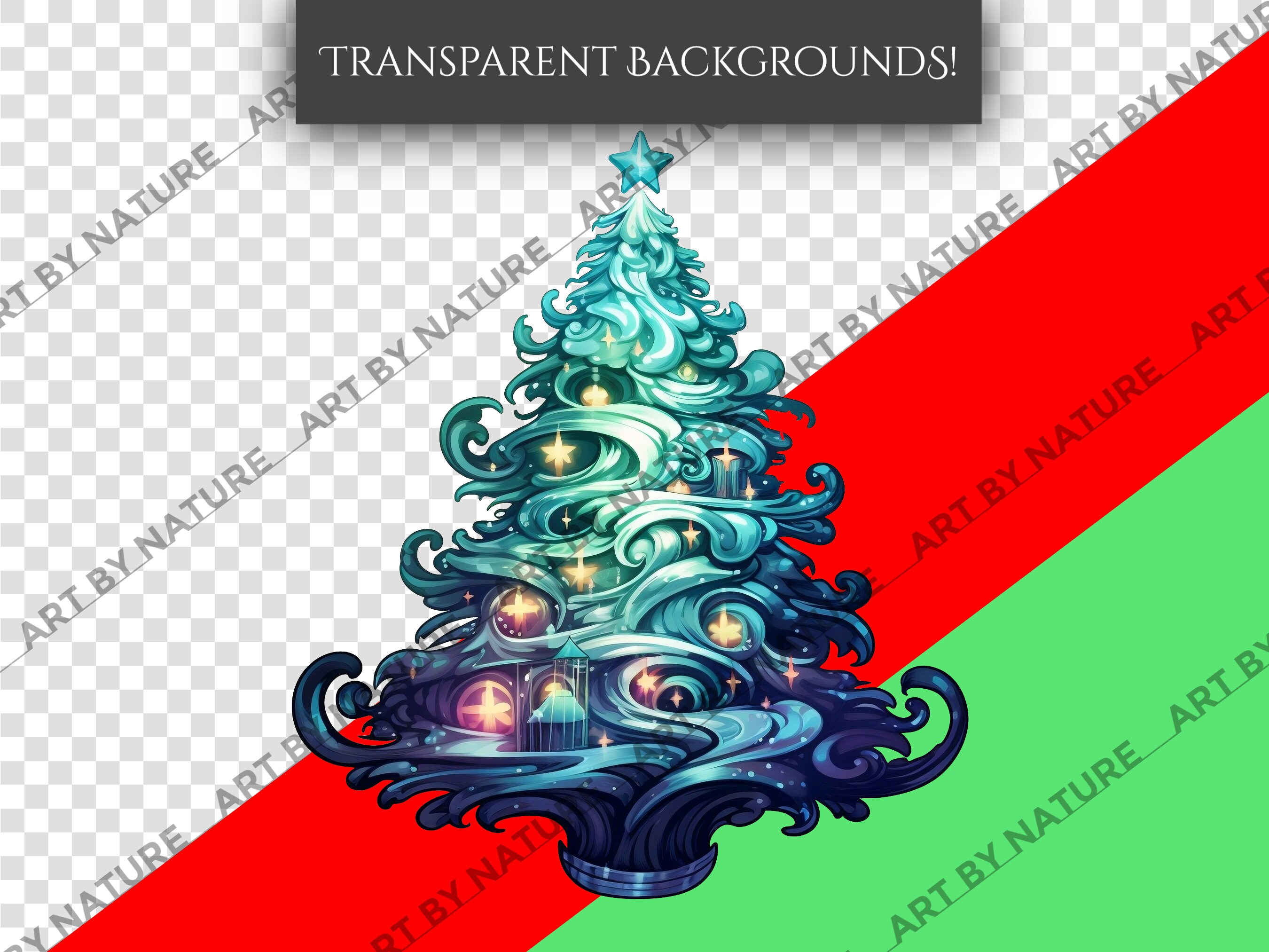 Christmas Tree PNG Clipart Pack for Commercial Use, Junk Journal ...