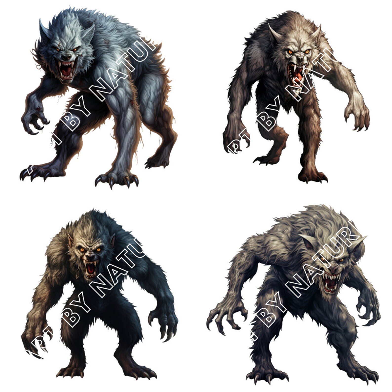 Werewolf PNG Clipart Bundle: Halloween Digital Download (commercial Use ...