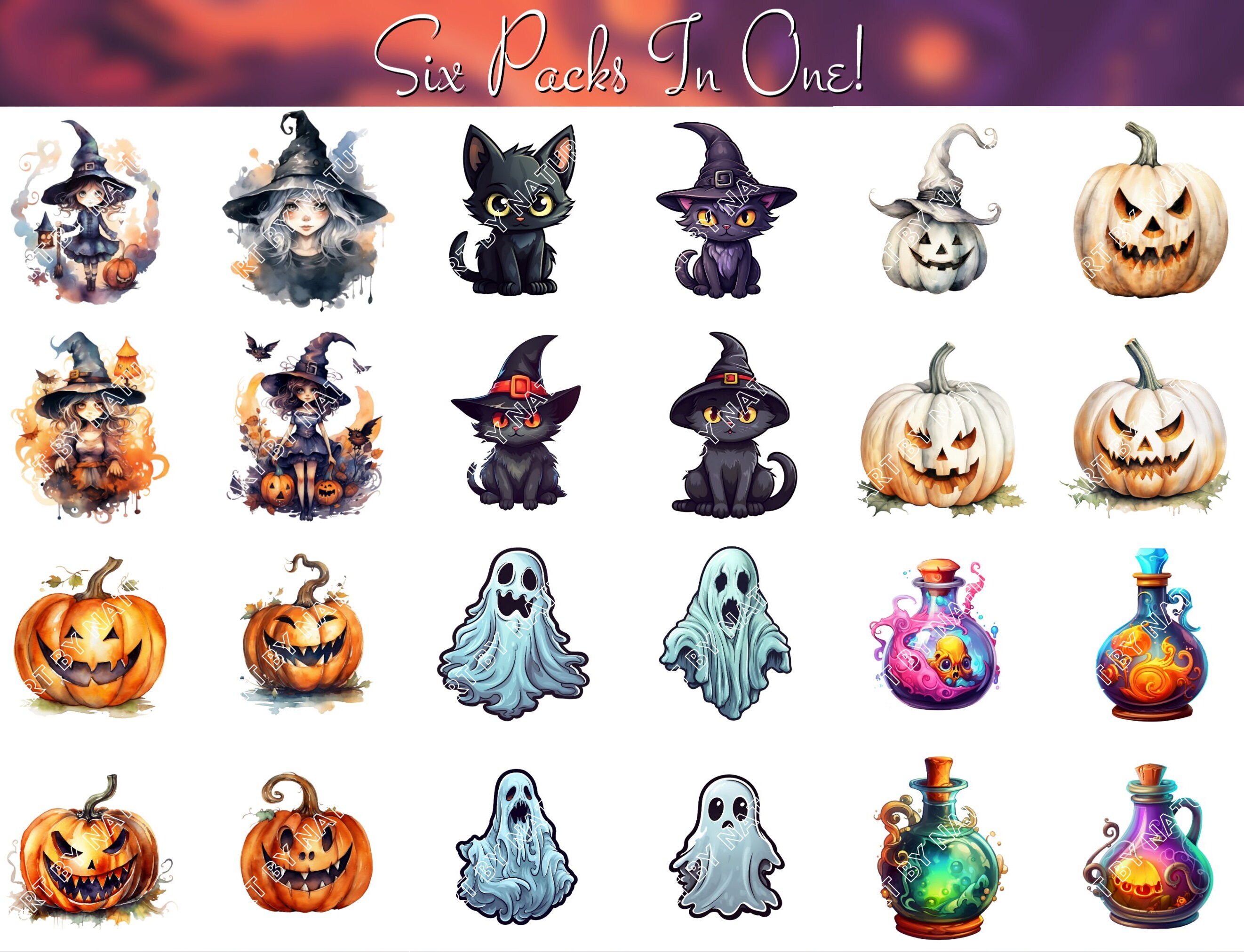 Spooky Halloween Clipart Mega Bundle, 148 Scary Halloween Ready Clipart ...