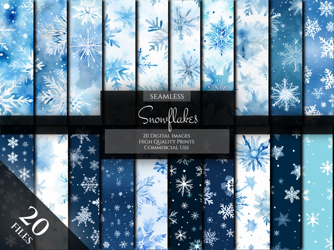 Watercolor Snowflakes Digital Paper, 20 High Quality Seamless Snowflake ...