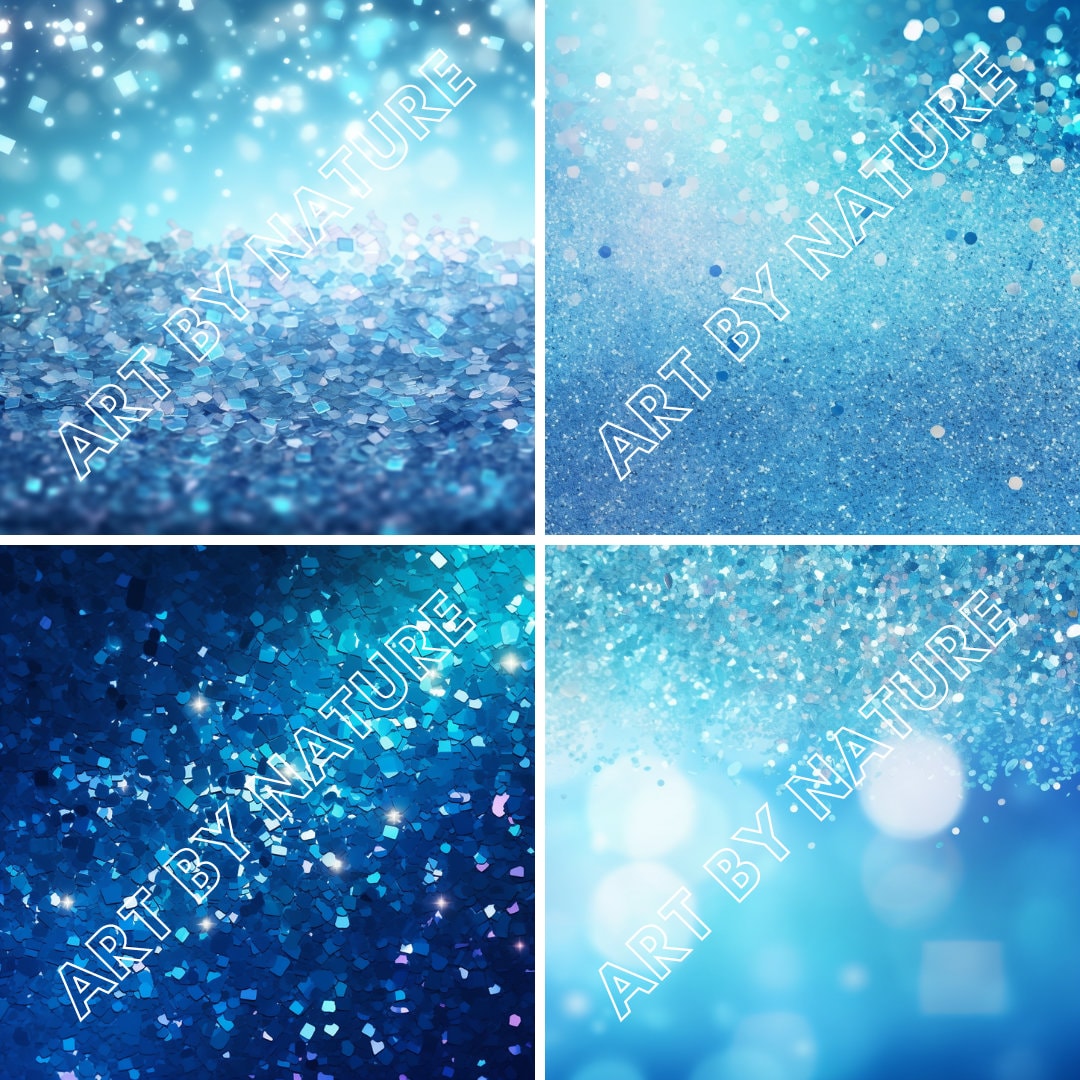 Blue Glitter Digital Paper Printable Scrapbook Paper Iridescent Texture ...