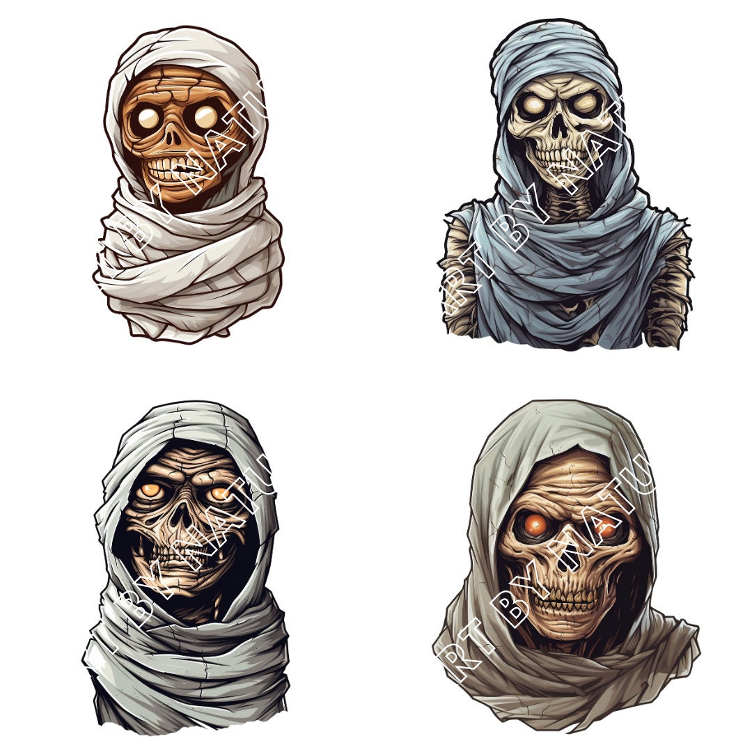 Spooky Mummies Clipart, 20 Scary PNG Mummy Clipart for Commercial Use ...